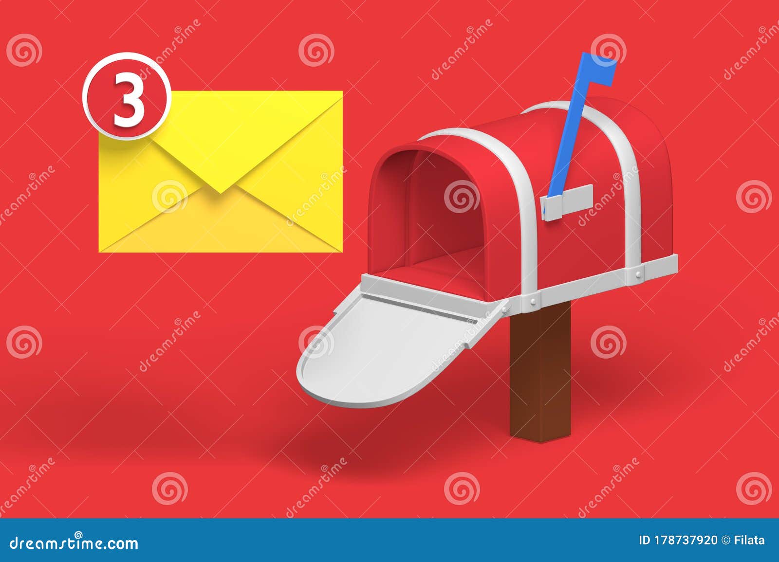 Mailbox With Letter Icons On Glowing Green Background Stock Photography ...