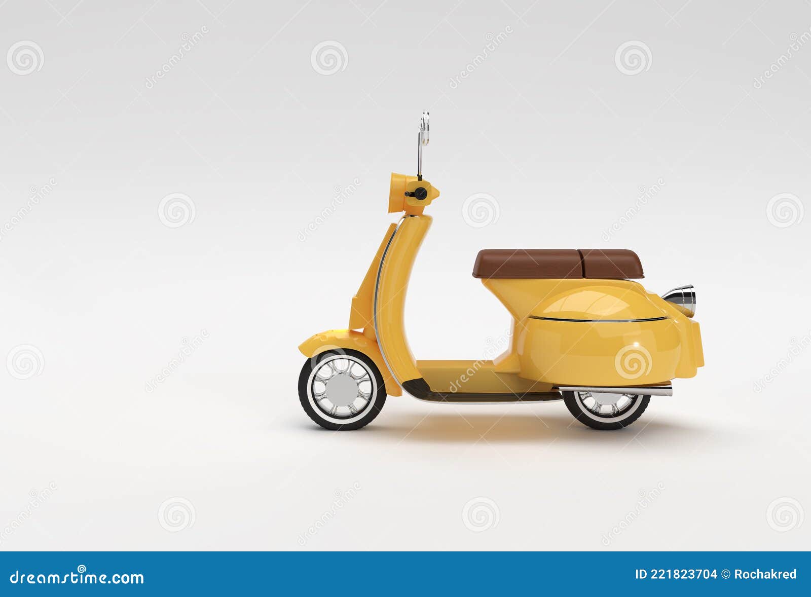 3D Render Classic Motor Scooter Side View on a White Background Stock ...