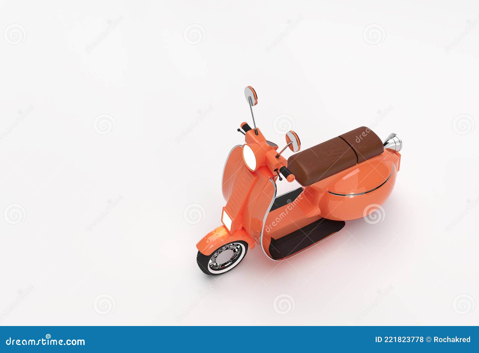 3D Render Classic Motor Scooter Side View on a White Background Stock ...