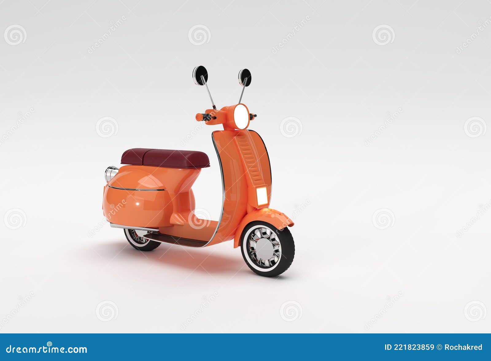 3D Render Classic Motor Scooter Side View on a White Background Stock ...