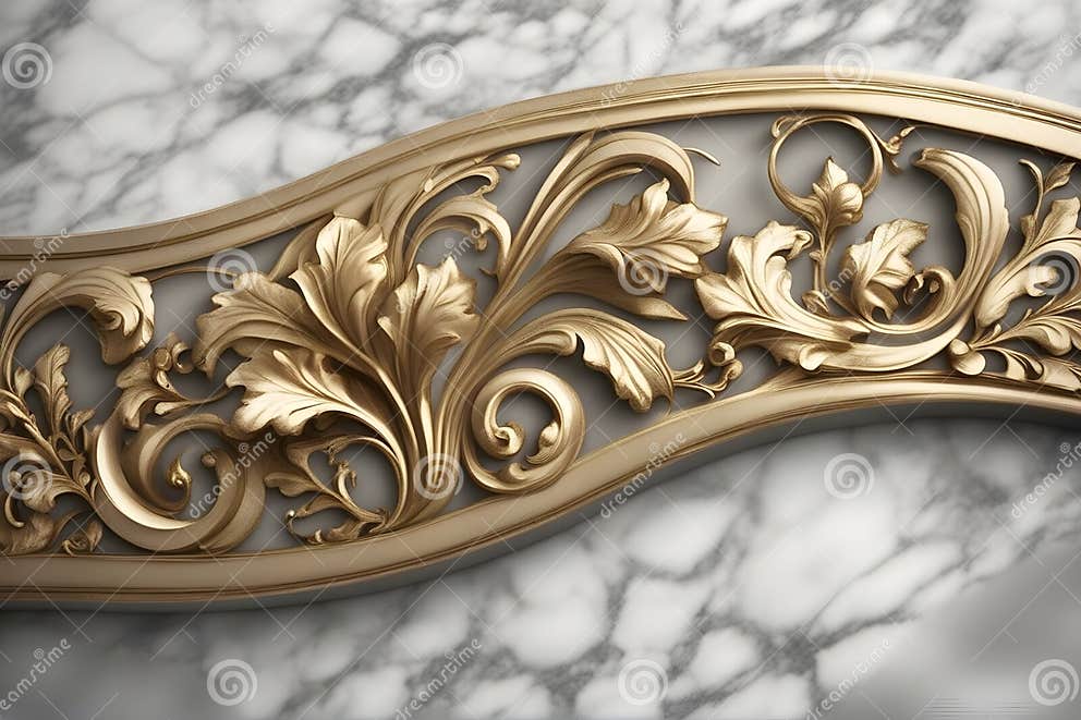 3d Render Classic Panel Interior Carve Marble Stock Illustration ...