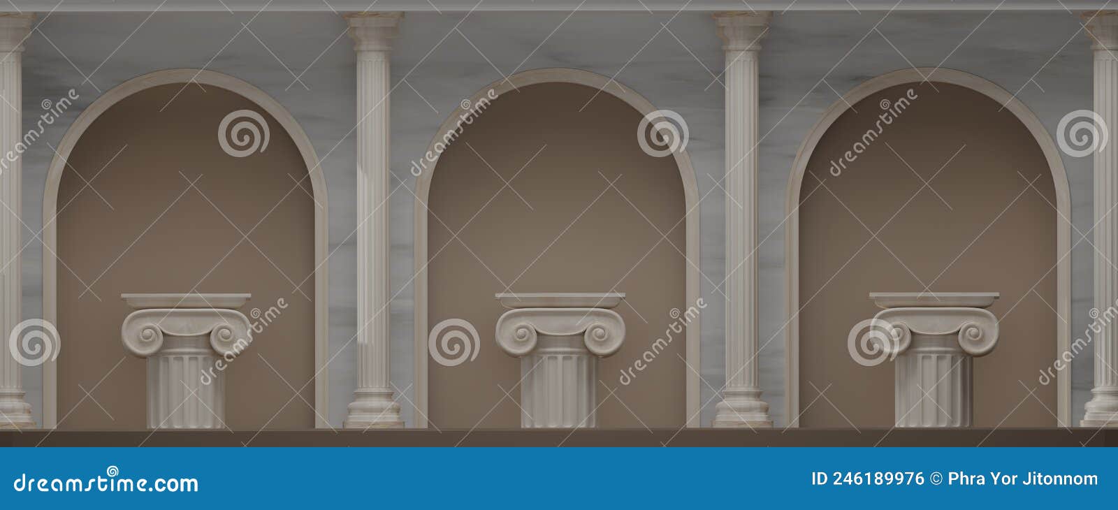 3D Render Classic Pillars Pedestal with Light and Shadow on Roman ...