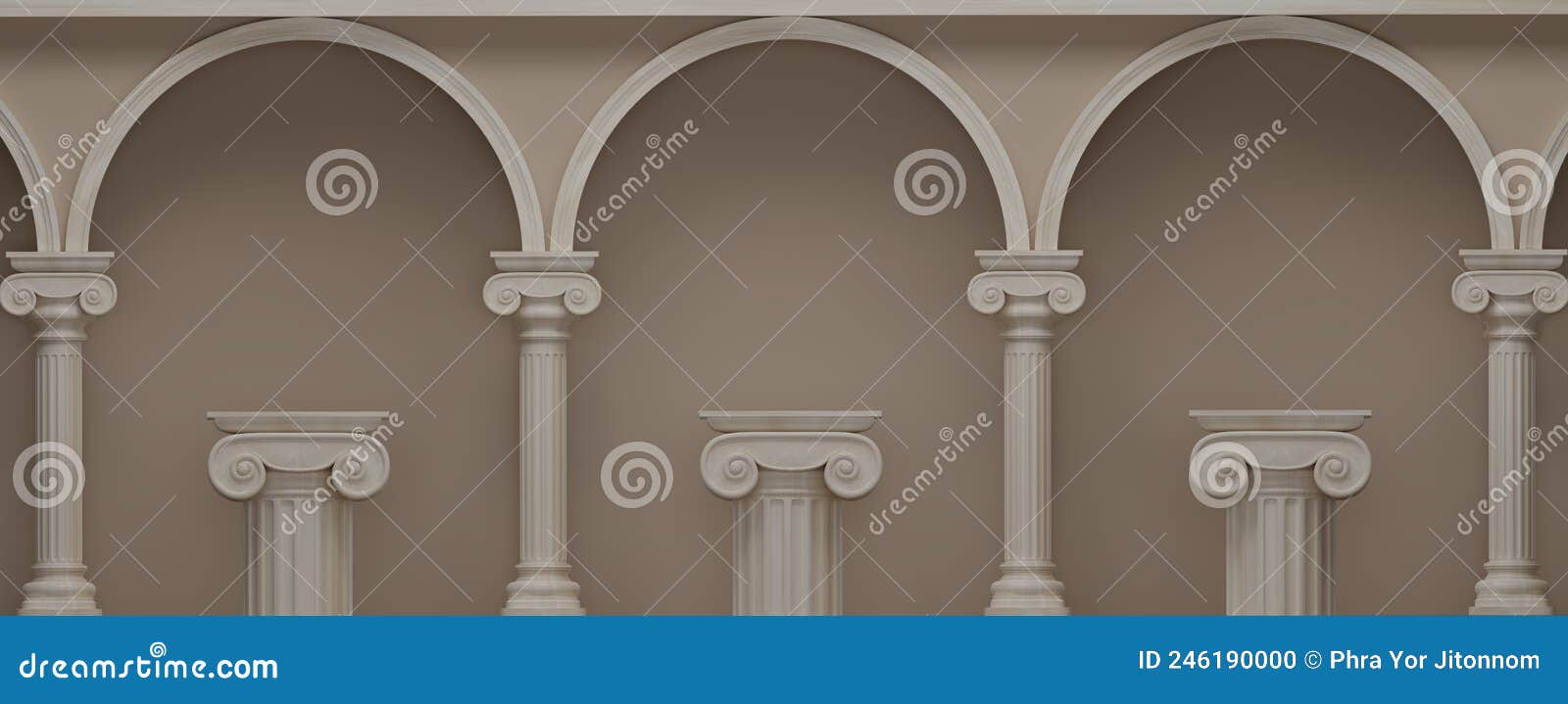 3D Render Classic Pillars Pedestal with Light and Shadow on Roman ...