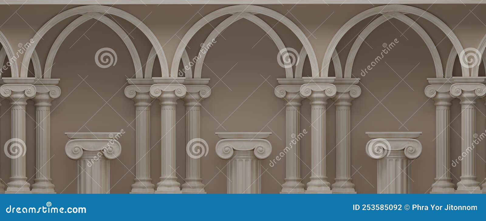 3D Render Classic Pillars Pedestal with Light and Shadow on Roman ...