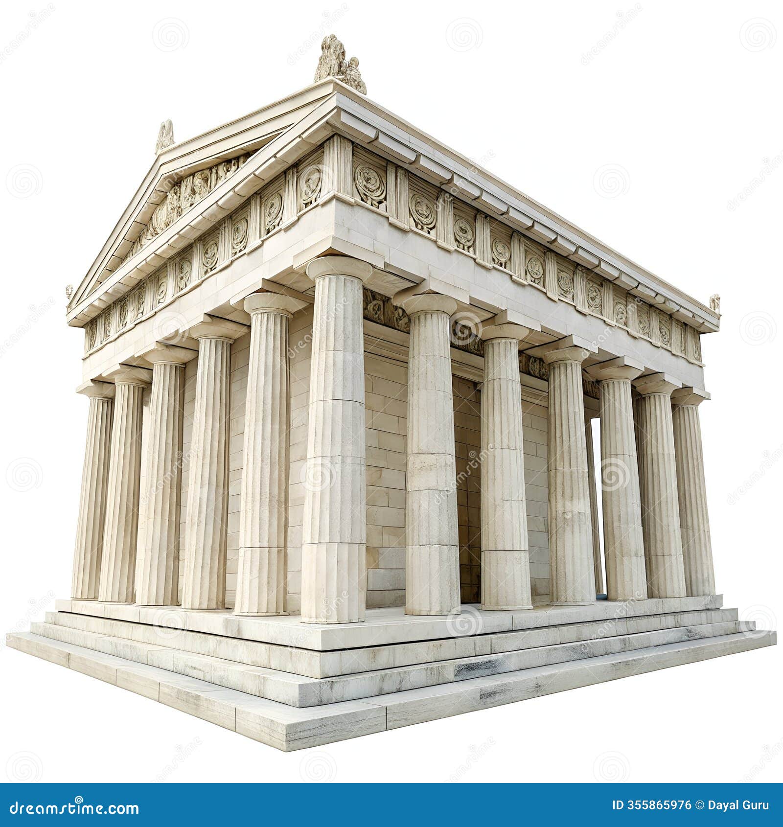 3D Render of Classical Greek Building Isolated on White Background ...