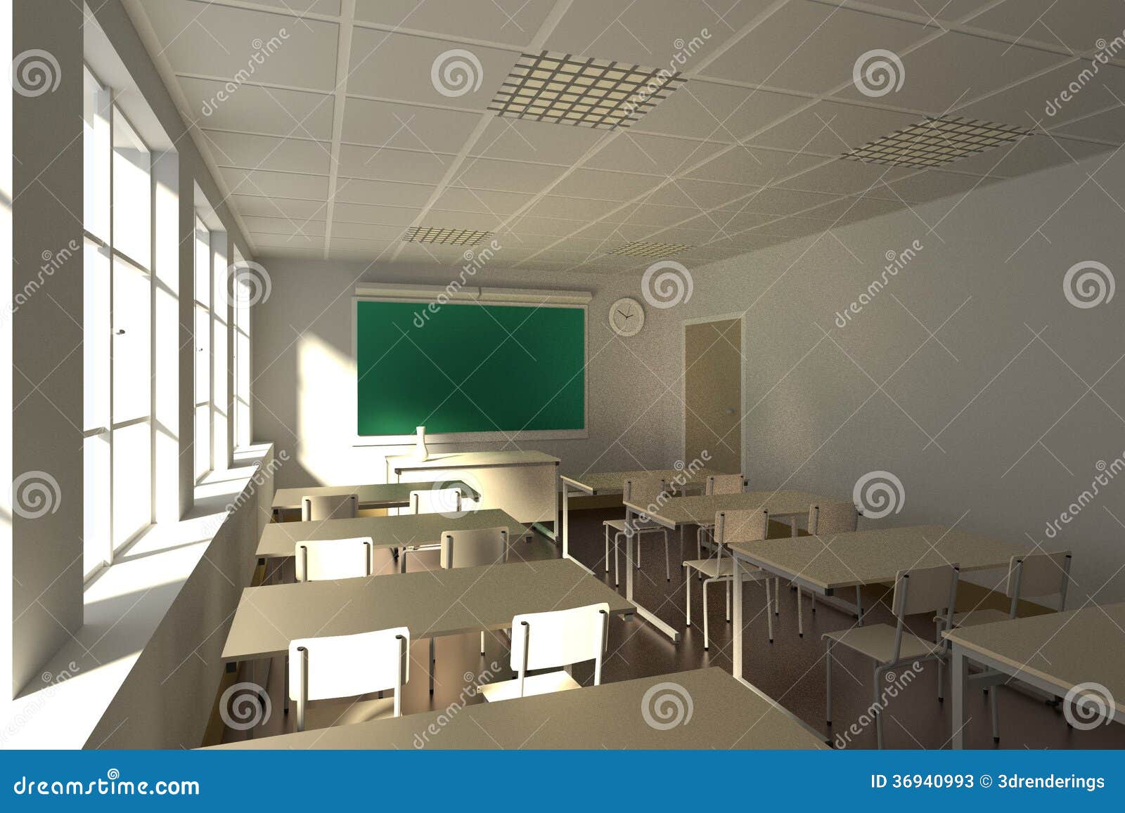 3d render of classroom stock illustration. Illustration of school ...