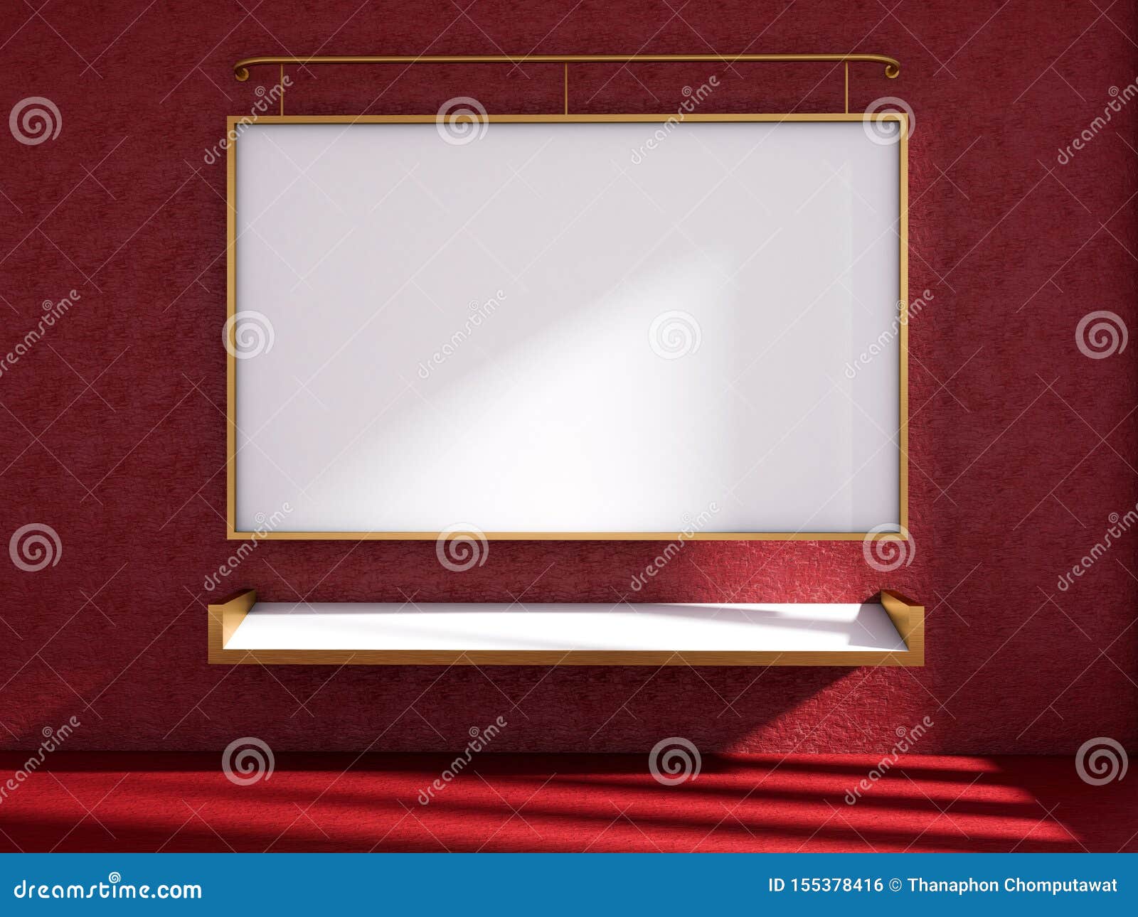 3d Render of Classroom and Whiteboard on the Red Wall Stock ...