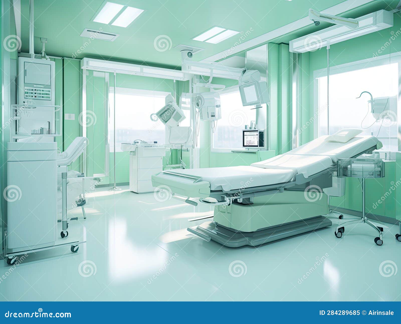 3D Render of Clean Light Hospital Observation Ward Room Interior ...