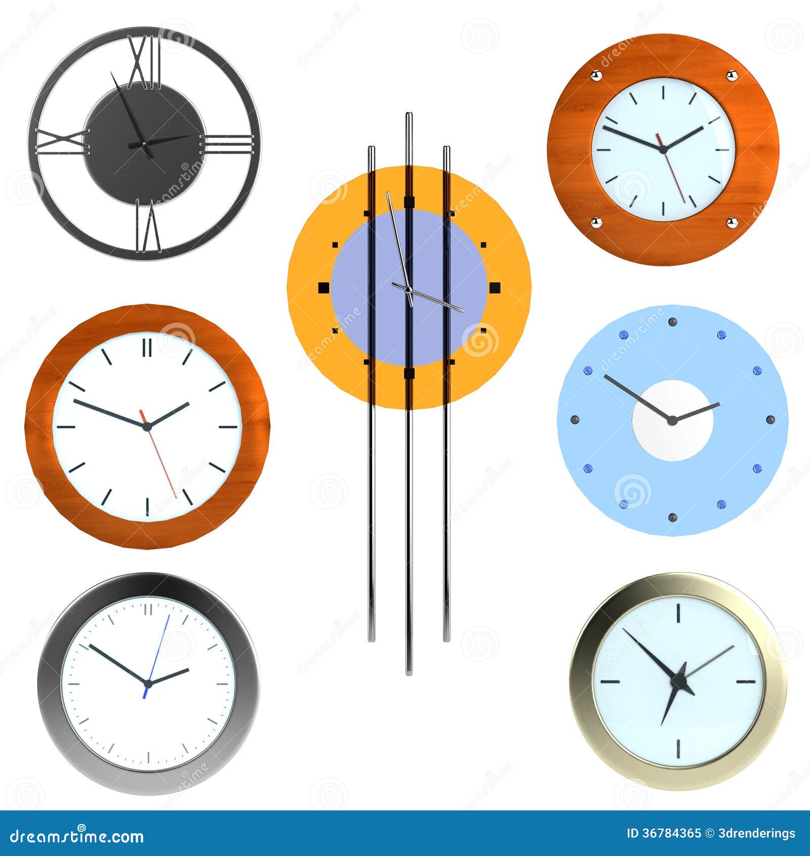 3d render of clocks stock illustration. Illustration of clock - 36784365