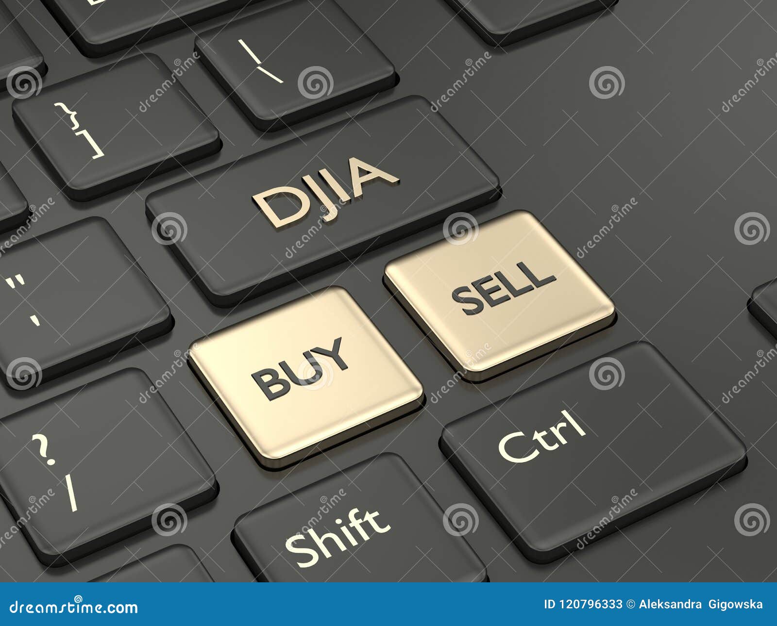 3d Render of Computer Keyboard with DJIA Index Button Stock ...