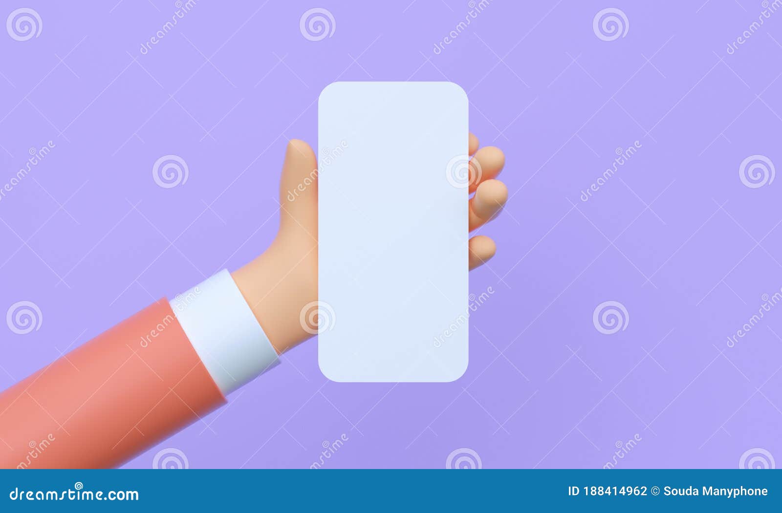 3d Render Closeup Hand Holding Smart Phone with Empty Screen Stock ...