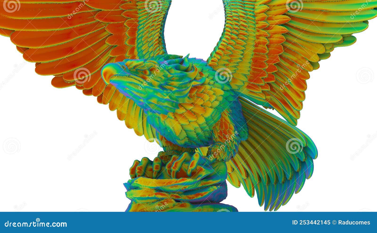 3D Render - Closeup View of a Rainbow Eagle Trophy Stock Illustration ...