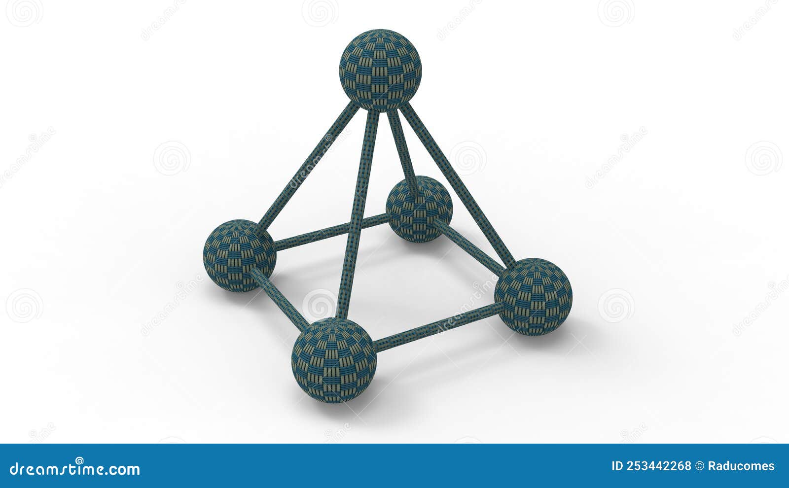 3D Render - Cloth Textured Atom Pyramid Stock Illustration ...