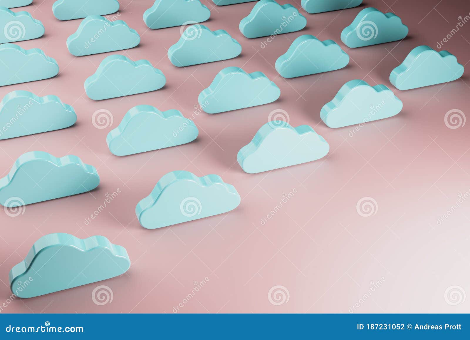 Cloud Computing Concept - Several Clouds in Turquoise on a Pink Surface ...