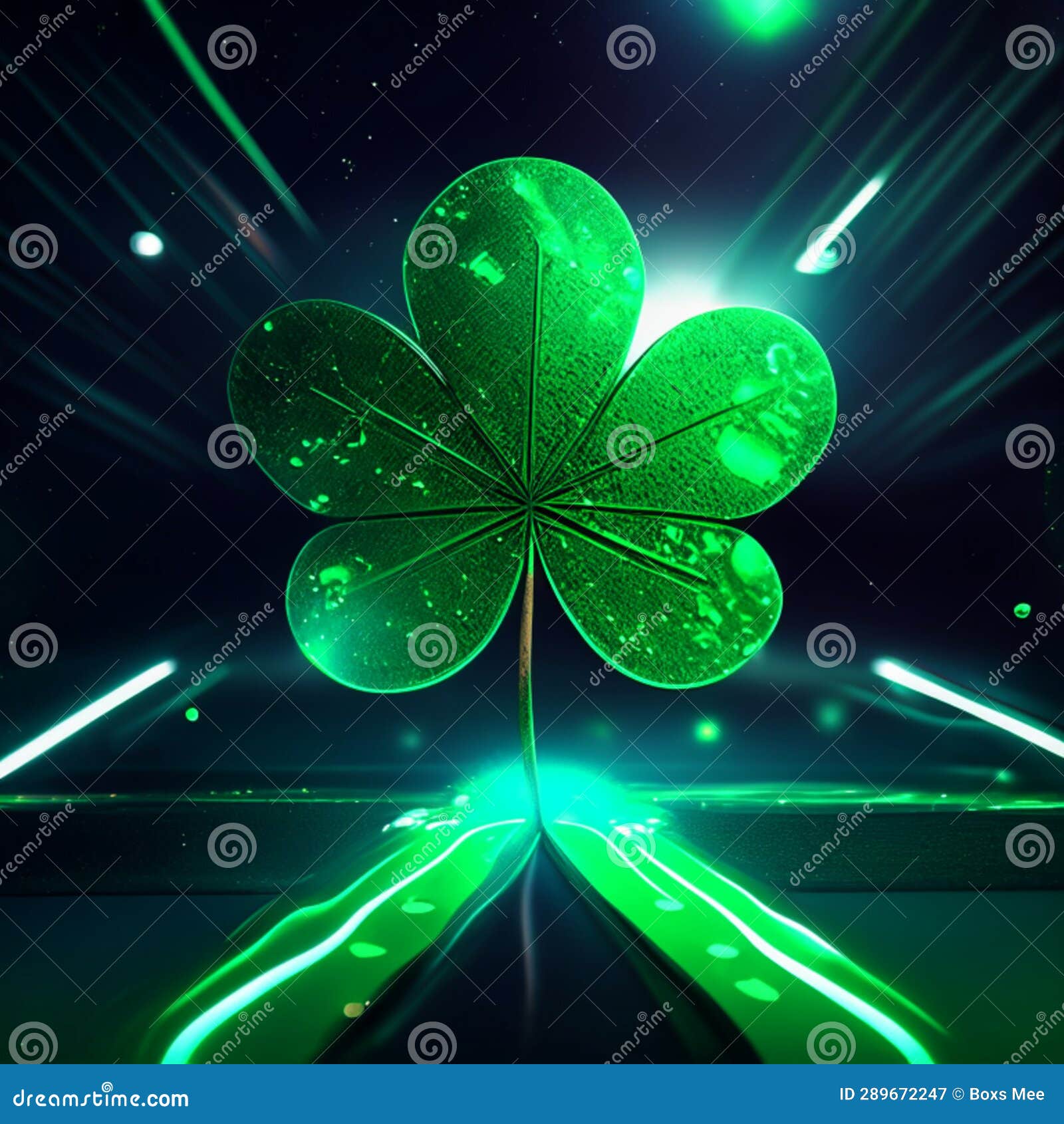 3D Render of a Clover Leaf with a Road and Lights AI Generated Stock ...