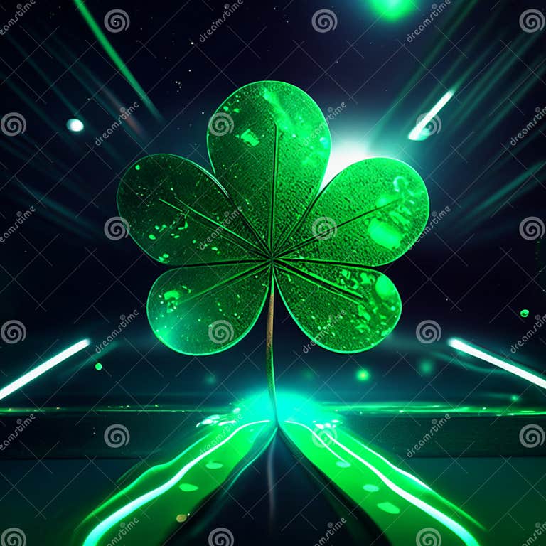 3D Render of a Clover Leaf with a Road and Lights AI Generated Stock ...