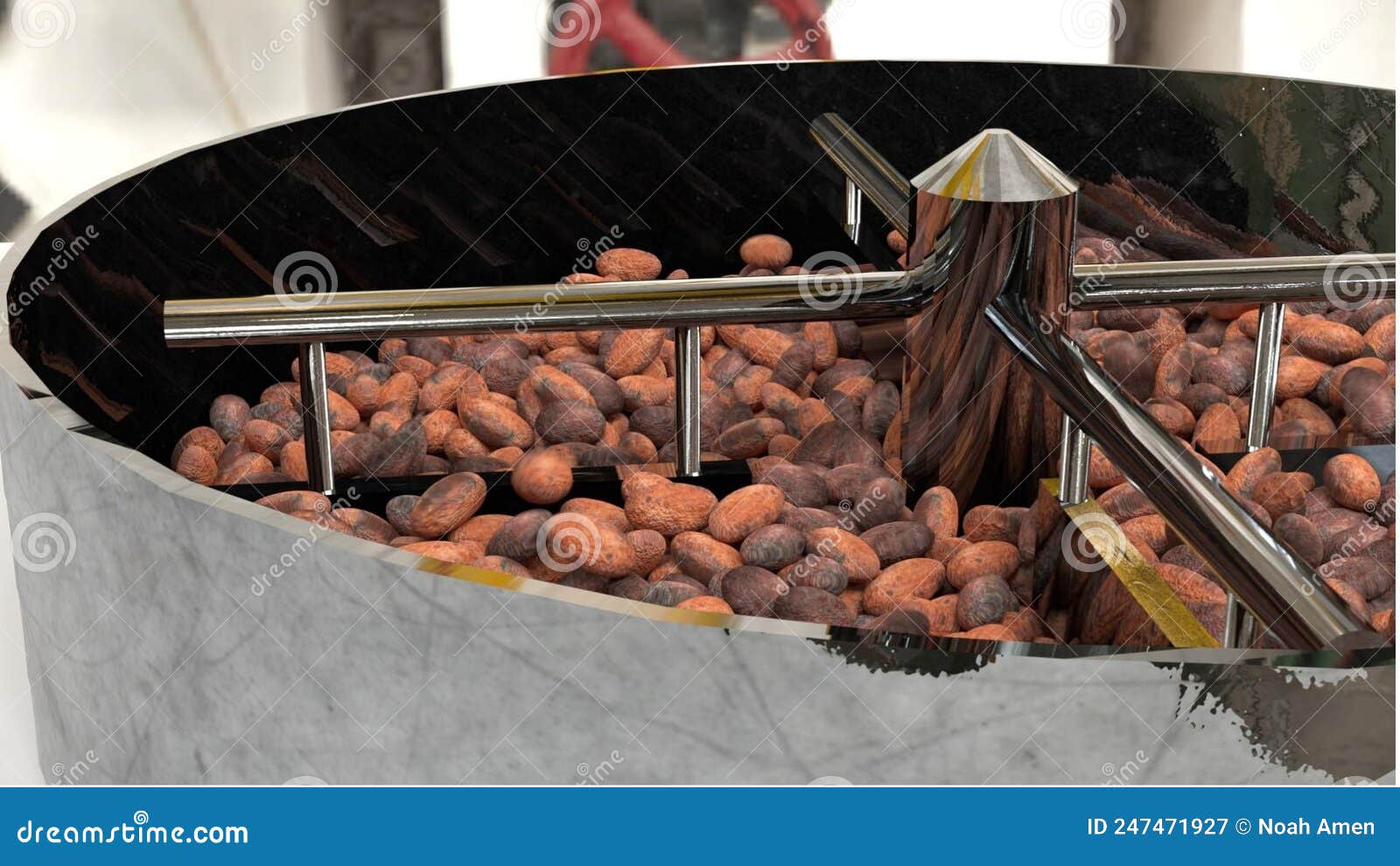 3D Render of Cocoa Beans Roasting Cocoa Processing in Factory Stock ...