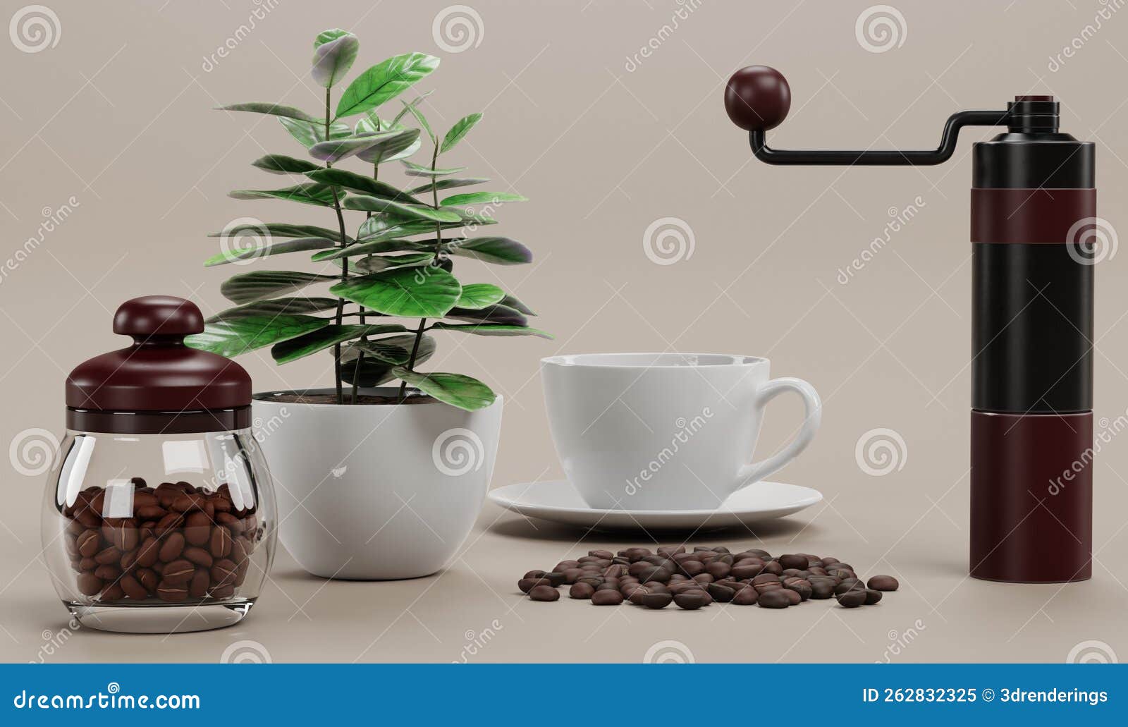 3D Render of Coffee Set stock illustration. Illustration of coffee ...