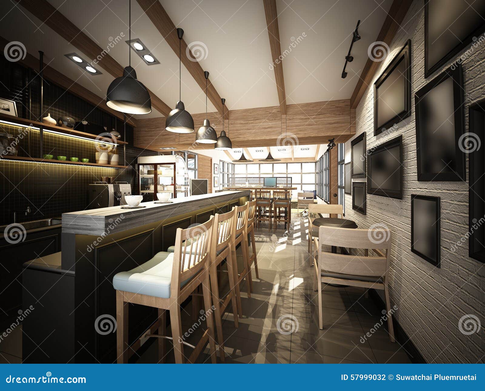 3d Render of Coffee Shop ,3dwire Frame Render Stock Illustration ...