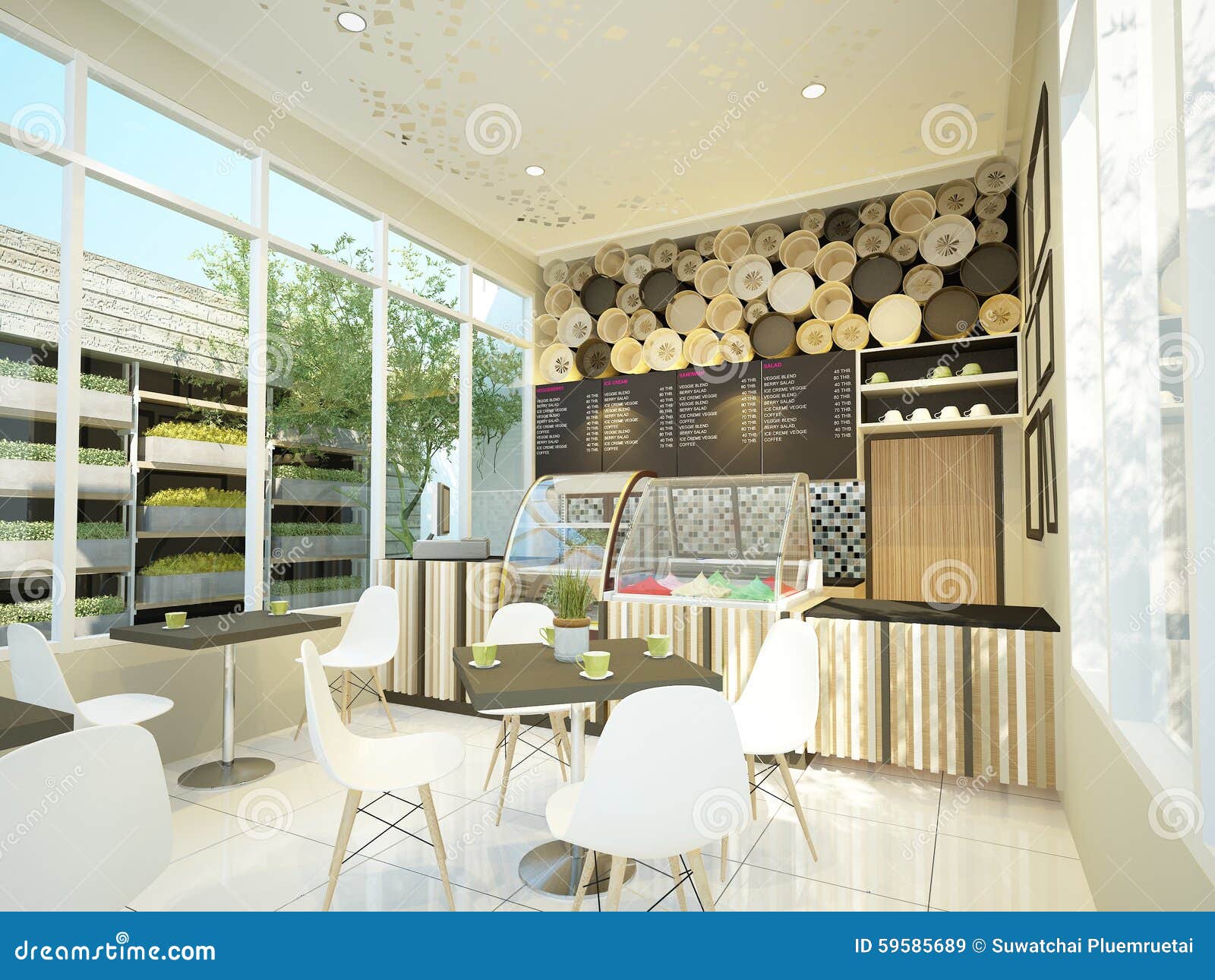 3d render of coffee shop , stock image. Image of architectural - 59585689