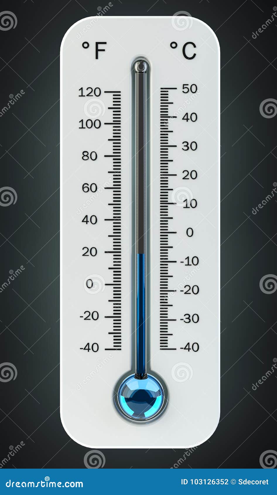 3D Render Cold White Thermometer Indicating Low Temperature Stock ...