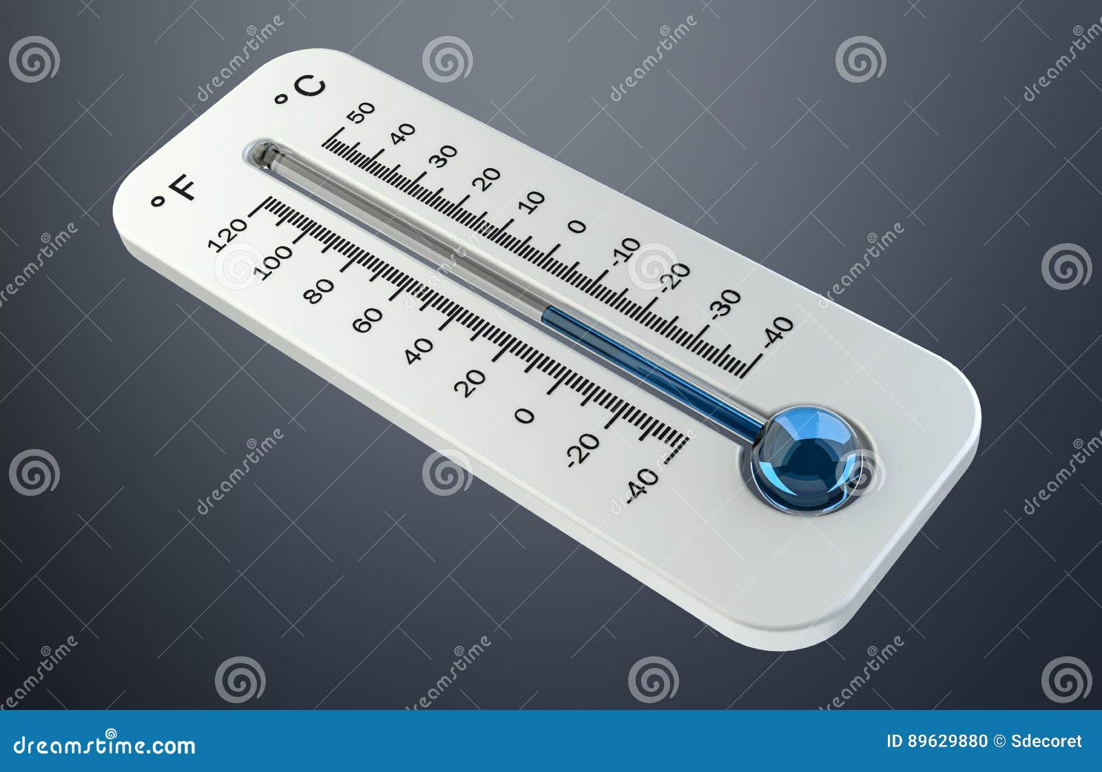3D Render Cold White Thermometer Indicating Low Temperature Stock ...