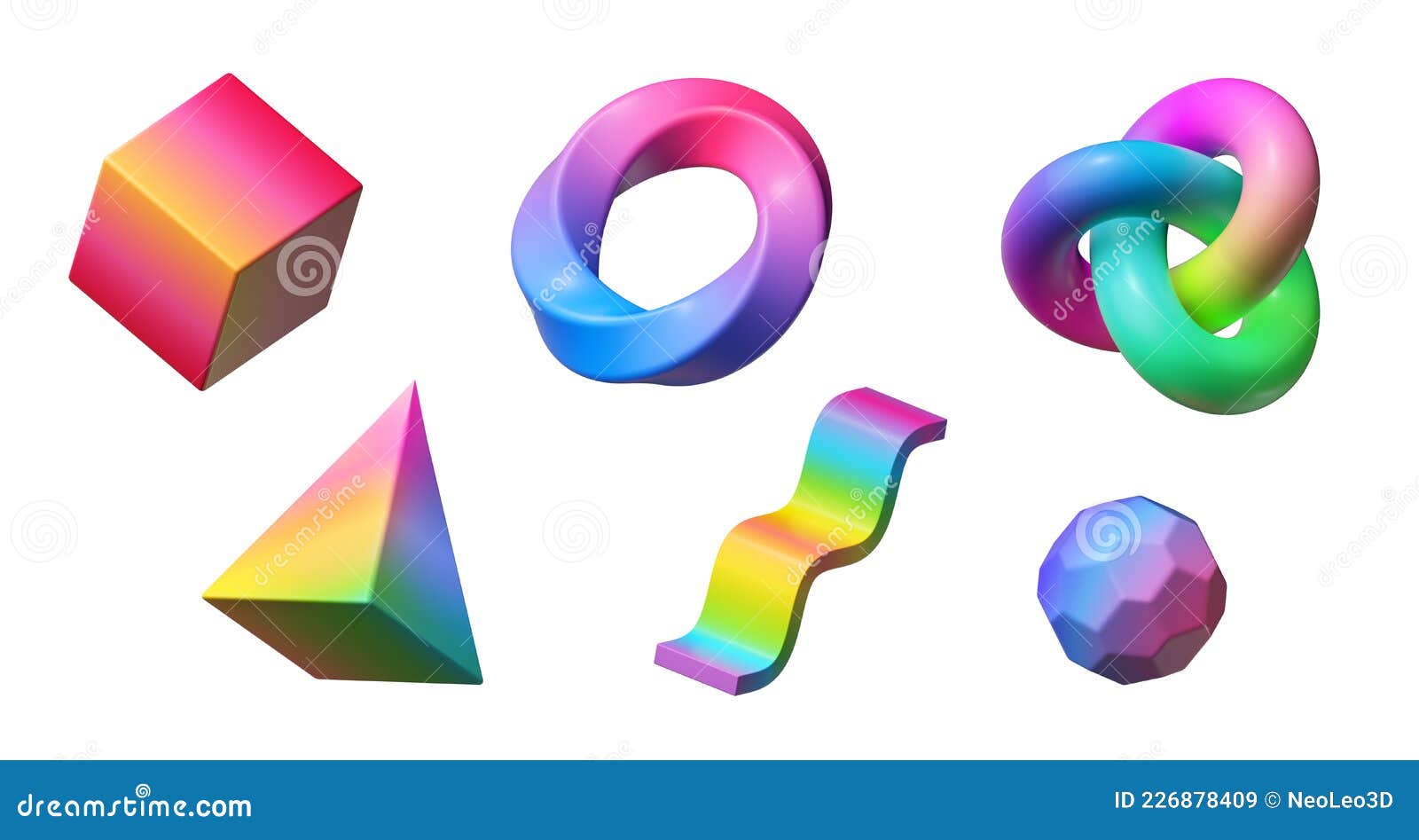 3d Render. Collection of Assorted Geometric Shapes. Set of Different ...