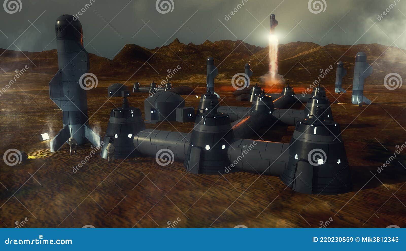 Colony of Humans on a Planet Stock Illustration - Illustration of ...