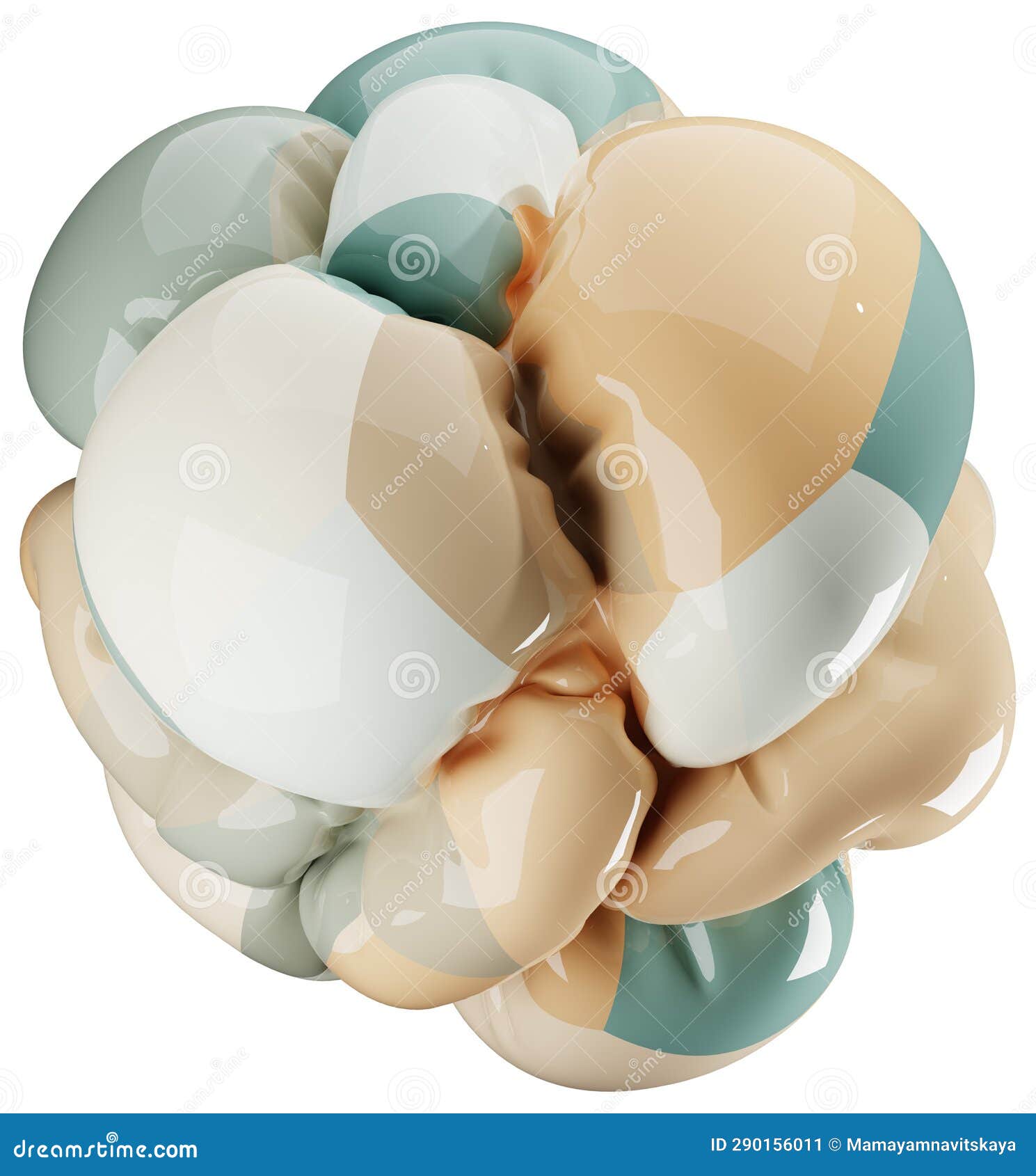 3D Render Color Abstract Object Illustration, Inflated Abstract Balloon ...