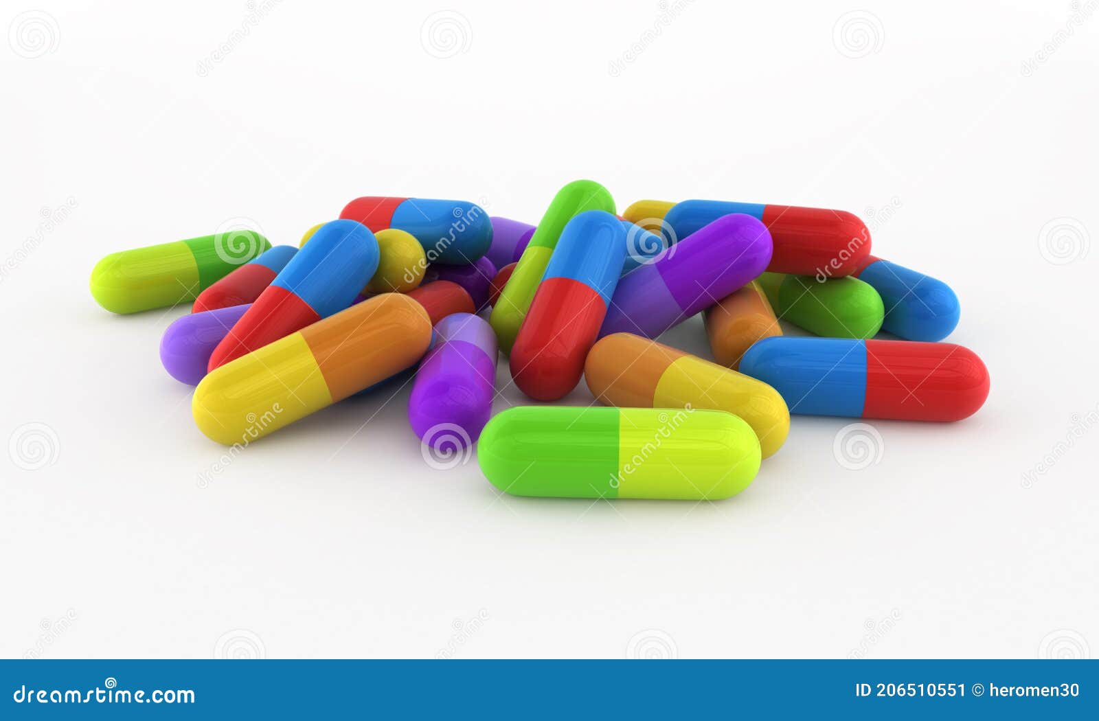3d Render Color Pill Capsules (clipping Path) Stock Illustration ...
