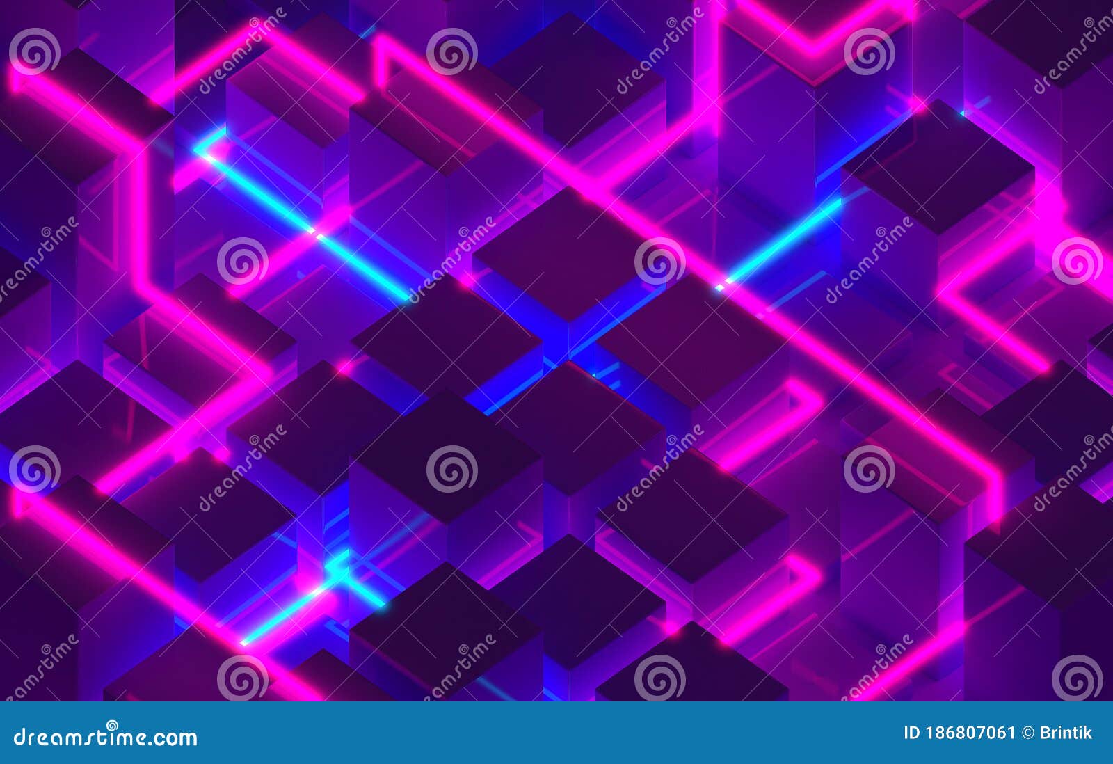 3d Render, Colored Abstract Background, Glowing Geometric Shapes ...