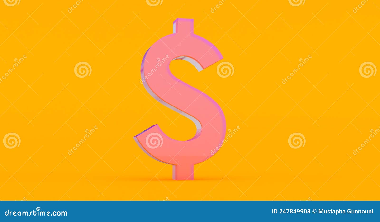 Colored Dollar Sign Isolated Over Yellow Background, Glass Dollar Sign ...