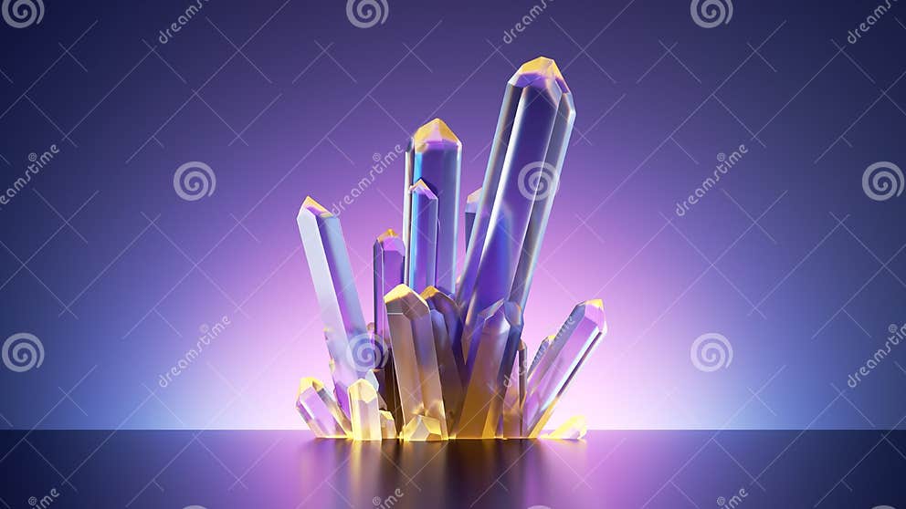 3d Render, Colorful Amethyst Crystals Isolated on Violet Background ... 3d Render, Colorful Amethyst Crystals Isolated on Violet Background ...