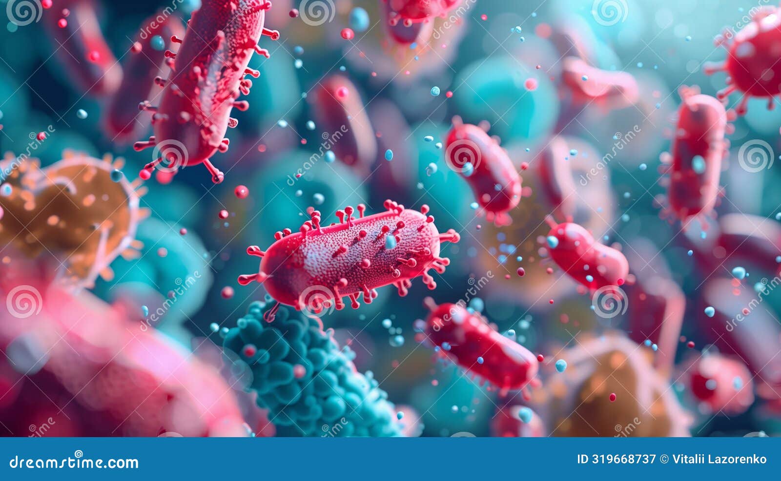 3d Render of Colorful Bacteria and Reds, Pink, Blue Micro Ingres in the ...