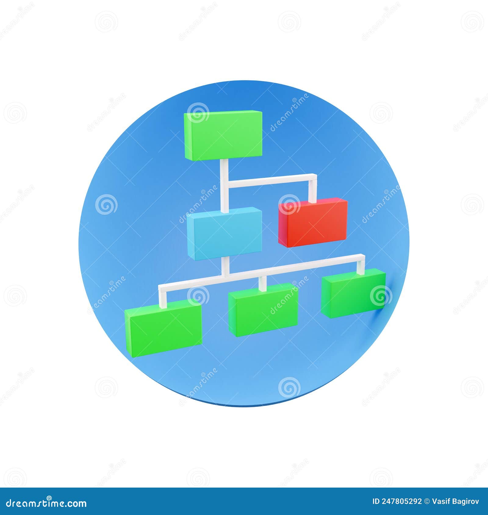 3d Render Colorful Cubes with Arrows in Blue Circle . 3d Rendering ...