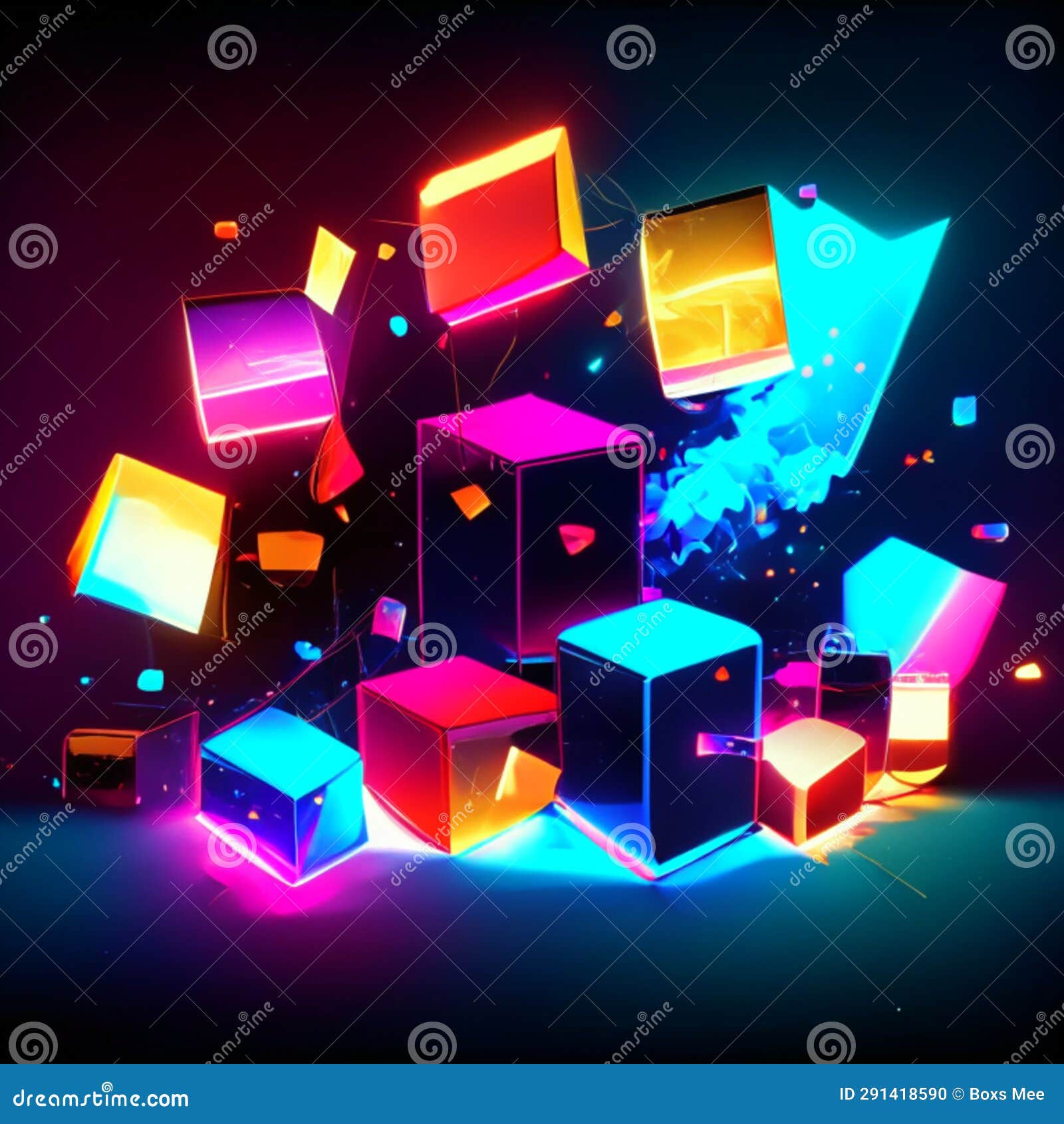 3d Of Cubes Particles Explotion, 3d Rendering Royalty-Free Stock Photo ...
