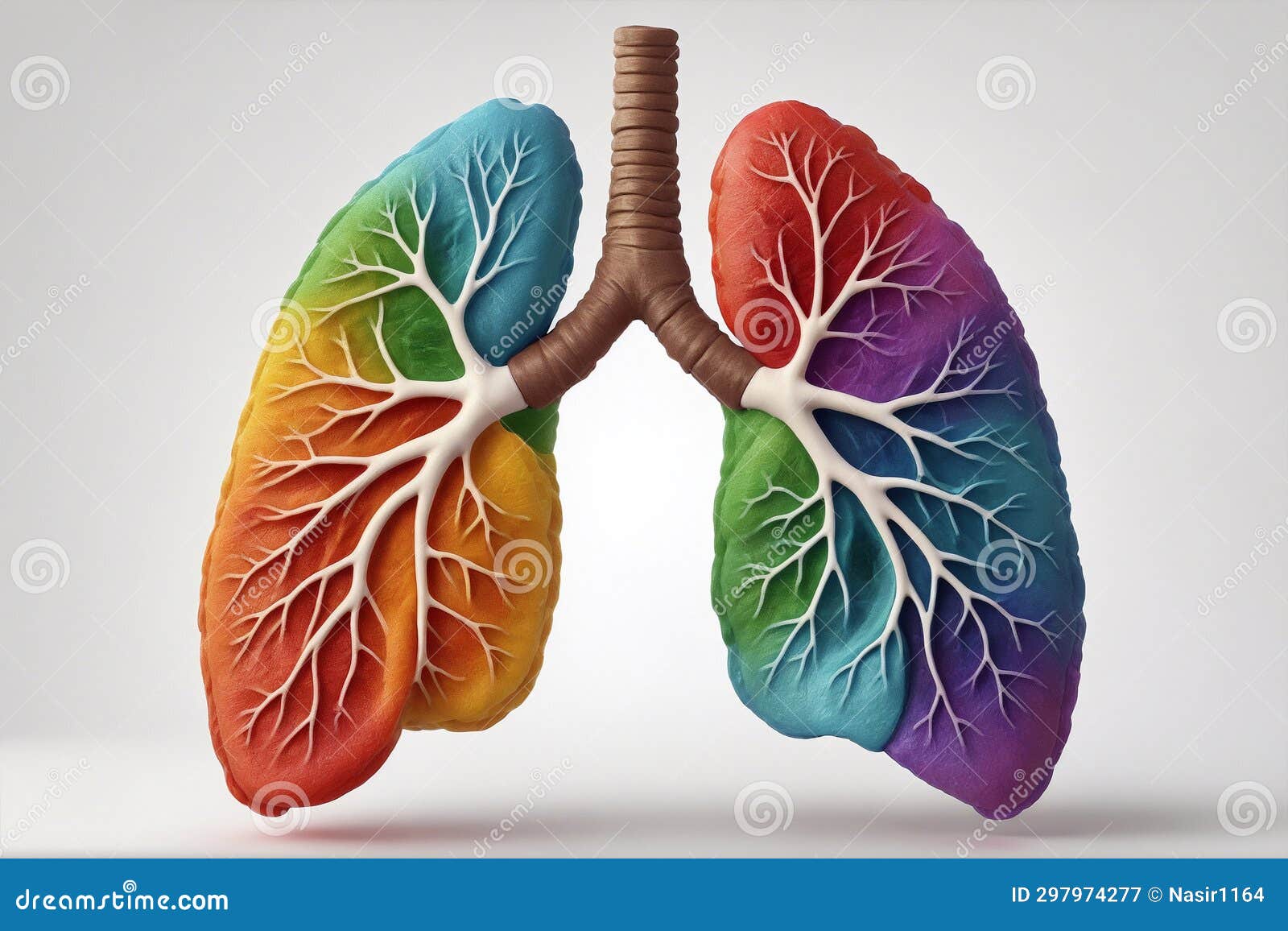 3d Illustration of Render of Colorful Human Lungs with White Branches ...