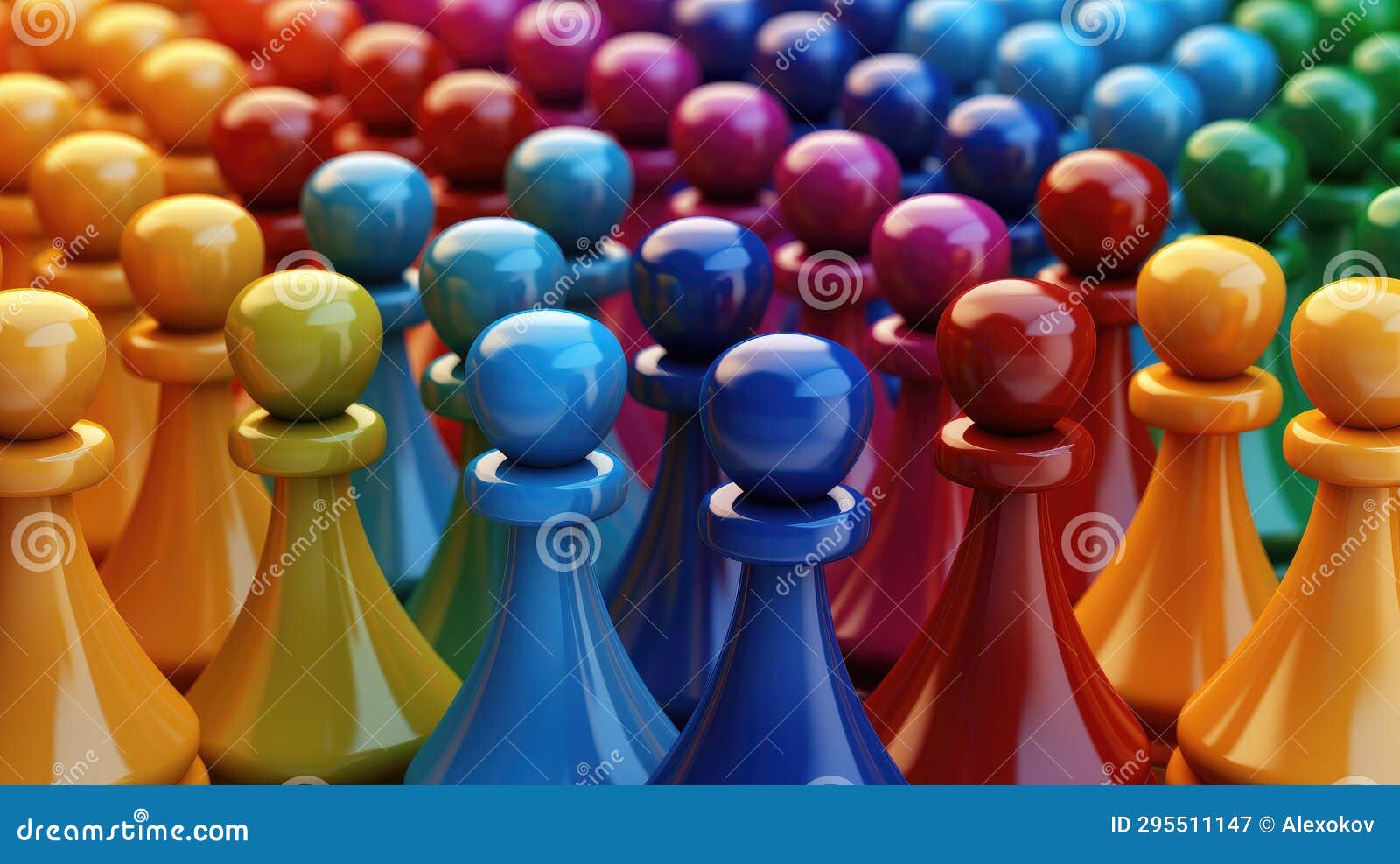 3d Render of Colorful Pawns in a Row, Leader Concept Generative AI ...