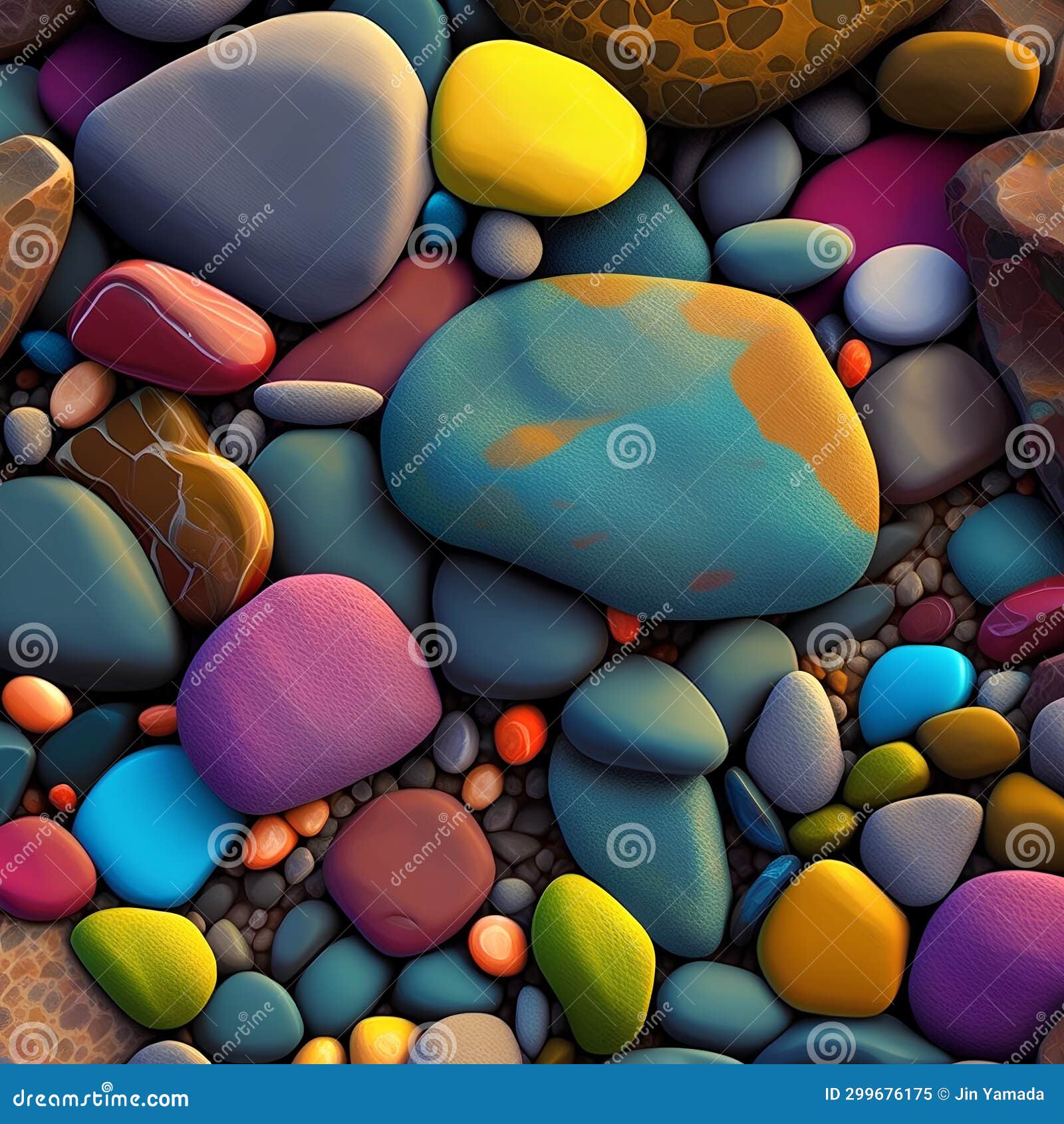 3d Render of Colorful Pebbles on a Background of Stones Stock ...