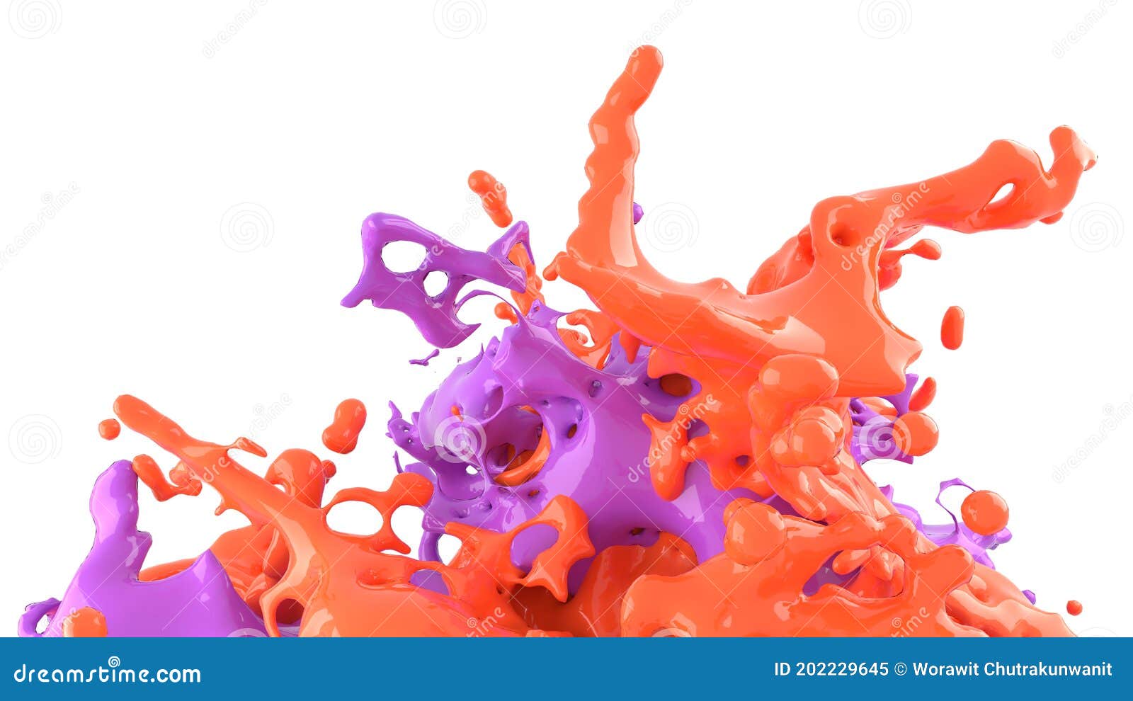 3D Render, Colour Liquids Splash, Abstract Fluid Background Stock ...