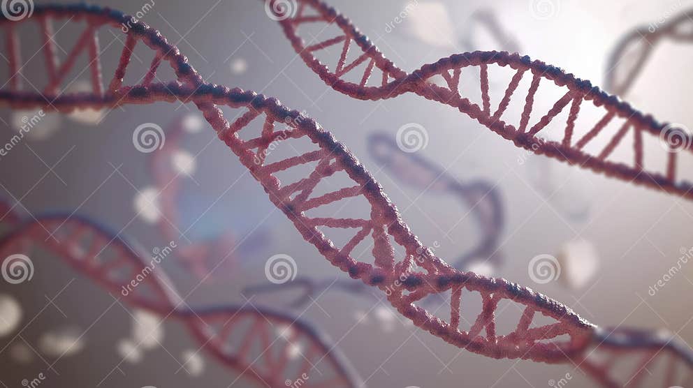 3d Render of Complementary DNA RNA Strands. Molecular Structure of ...