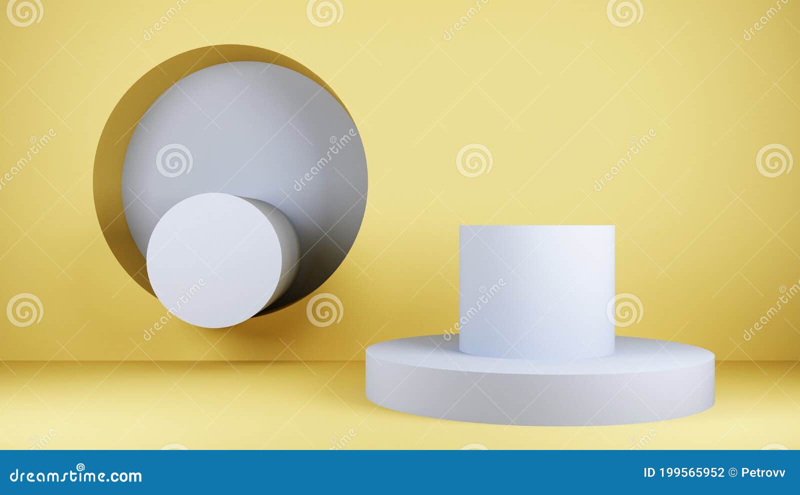 3d Render Composition with Circle and Cylinder Stock Illustration ...