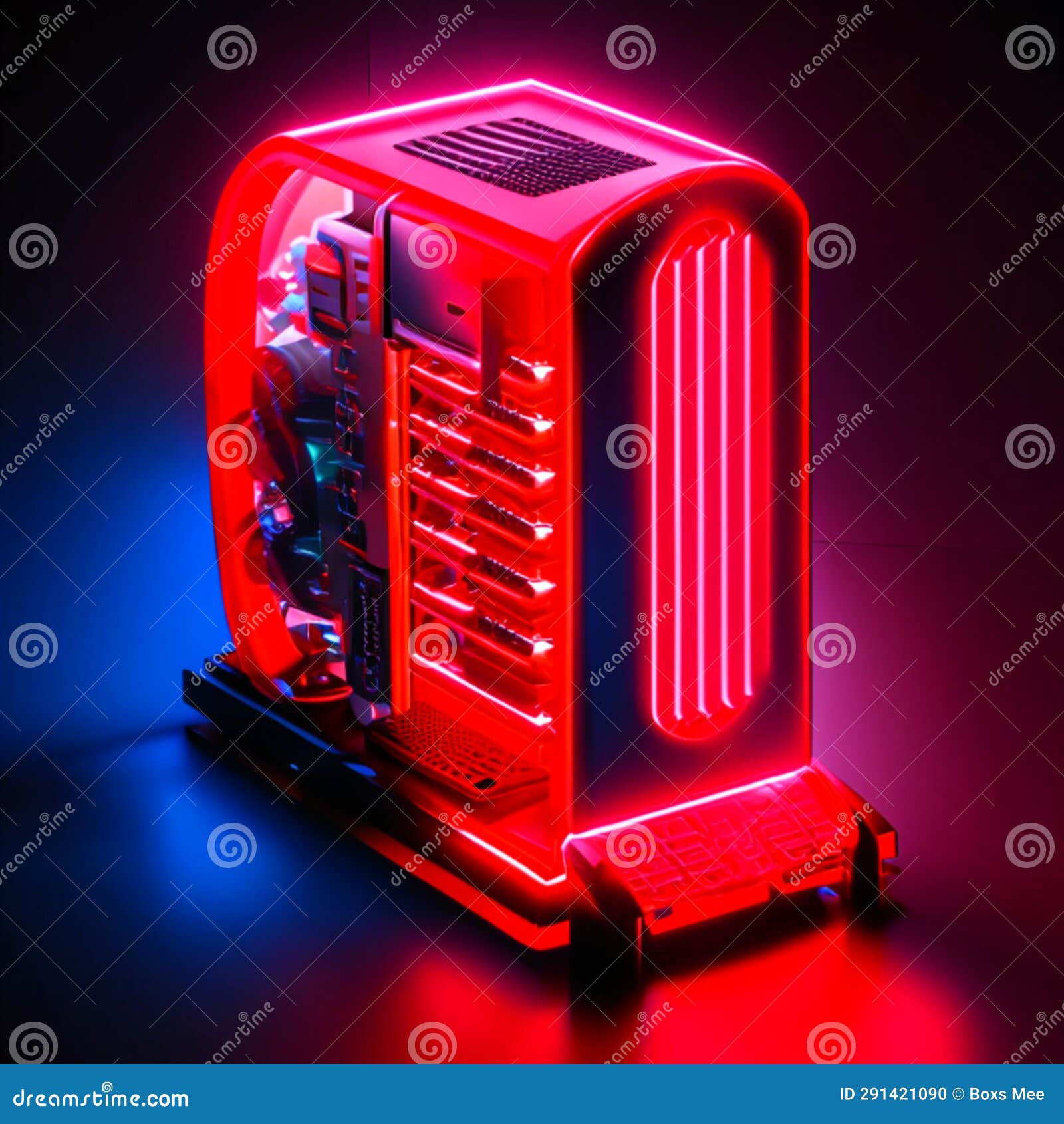 3d Render of a Computer Cooler on a Dark Background with Neon Lights ...