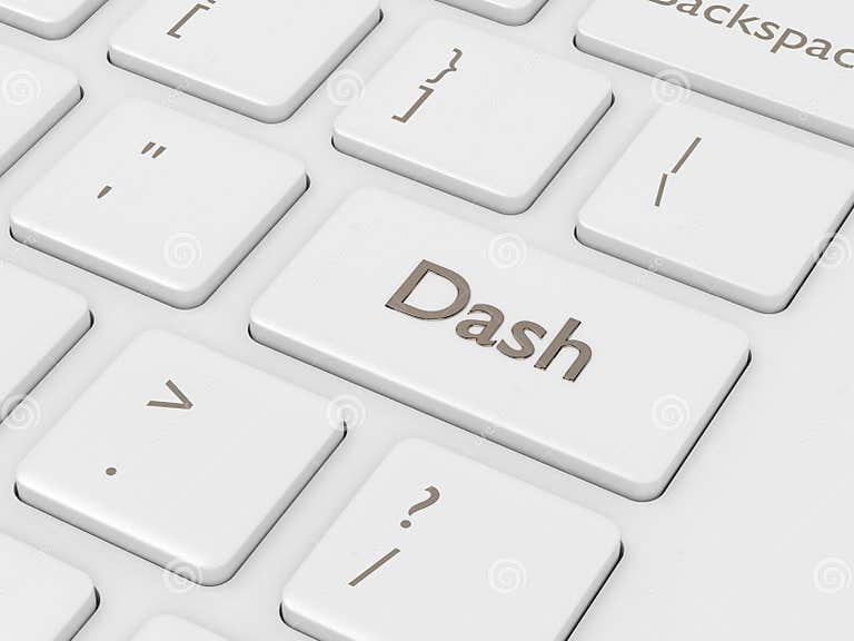 3d Render of Computer Keyboard with Dash Button Stock Illustration ...