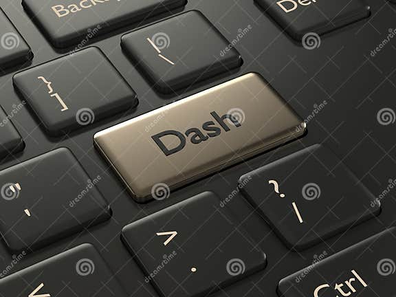 3d Render of Computer Keyboard with Dash Button Stock Illustration ...