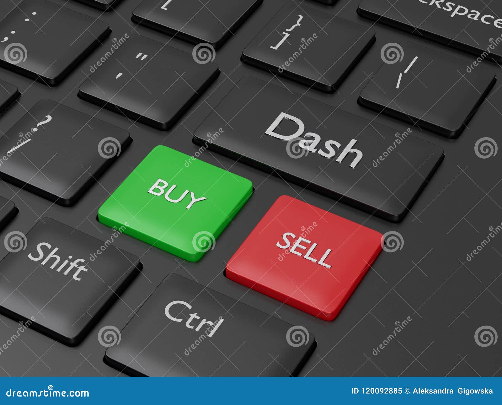 3d Render Of Computer Keyboard With Dash Button Stock Illustration