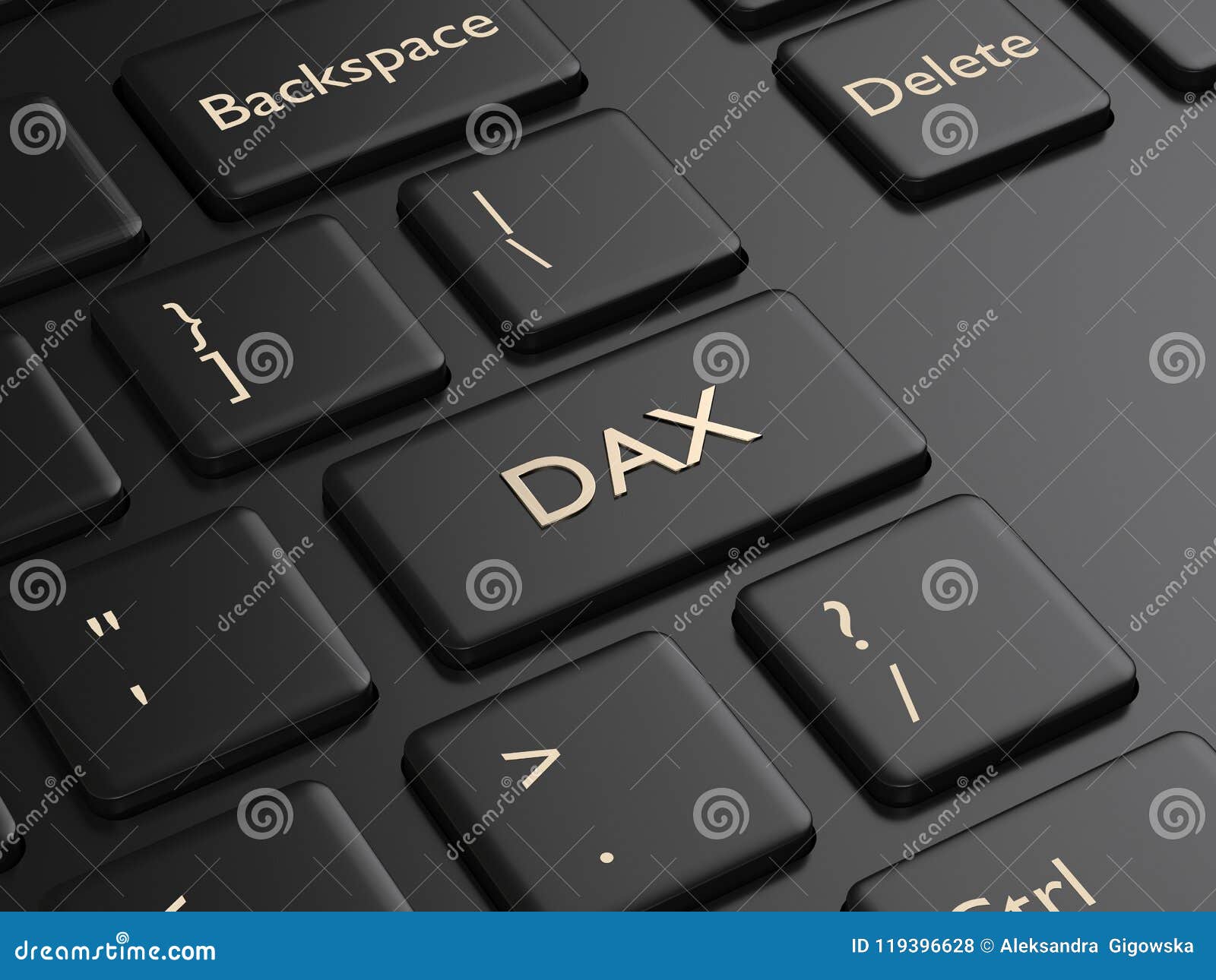 3d Render of Computer Keyboard with DAX Index Button Stock Illustration ...