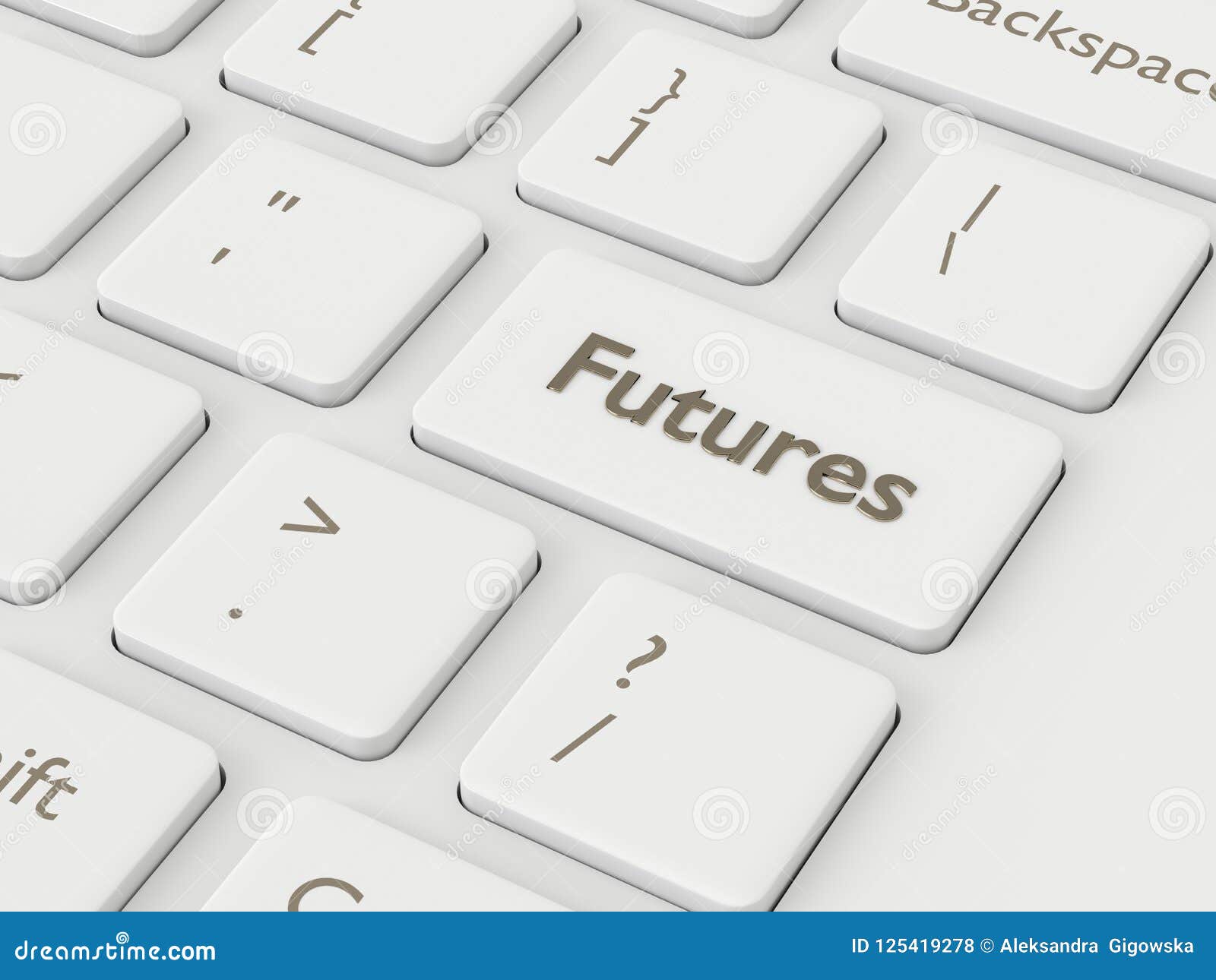 3d Render Of Computer Keyboard With FUTURES Button Stock Photo ...