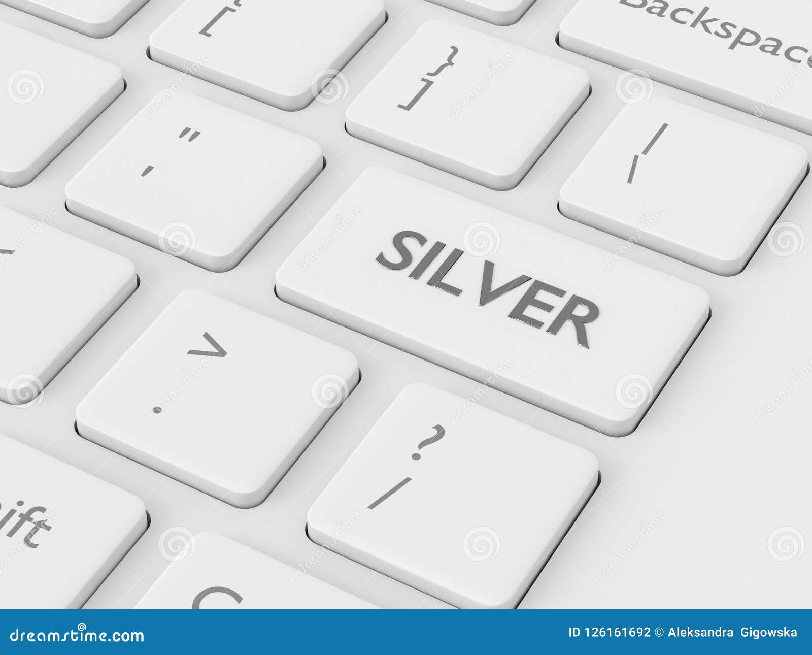 3d Render of Computer Keyboard with SILVER Button Stock Illustration ...