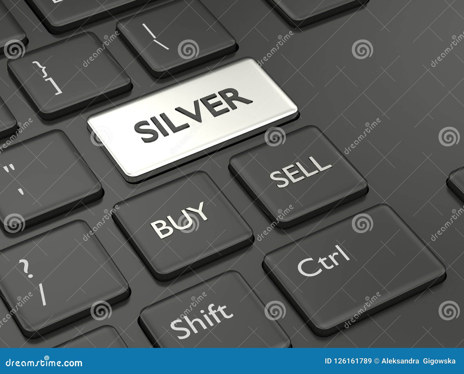 3d Render of Computer Keyboard with SILVER Button Stock Illustration ...